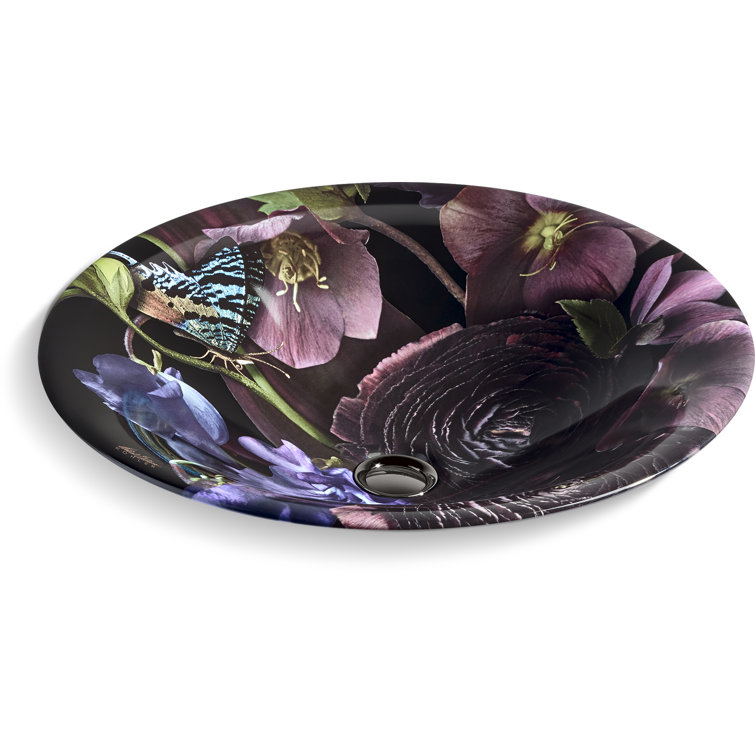 Kohler Dutchmaster Midnight Floral Carillon ARTIST EDITIONS Round Wading Pool Bathroom Sink ...